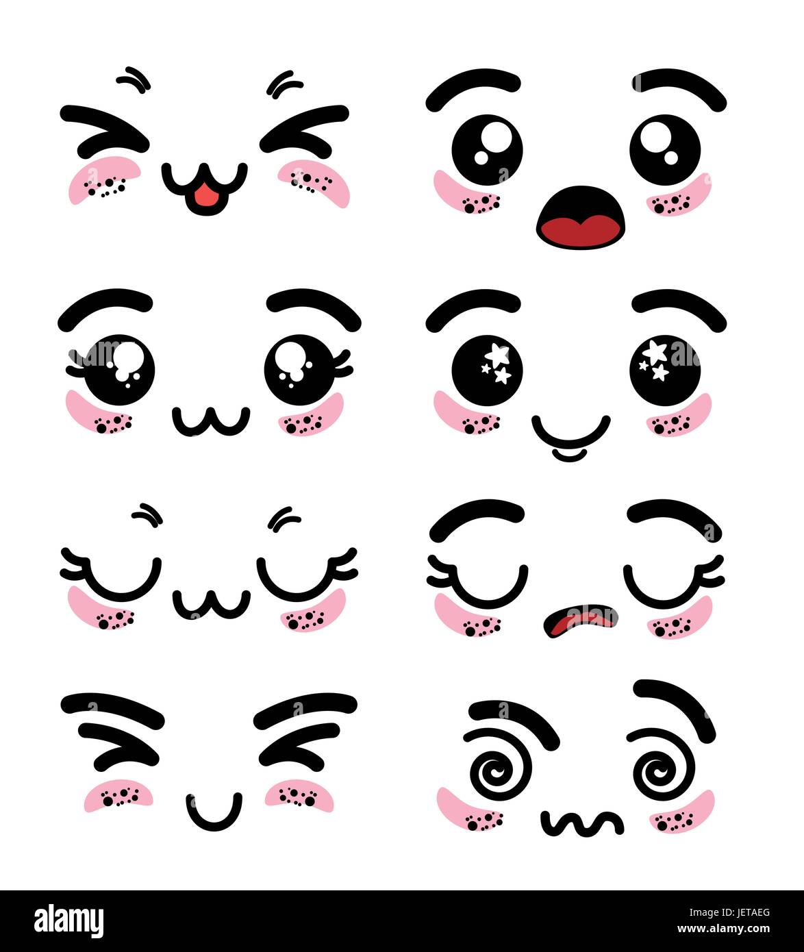set of cute lovely kawaii emoticon Stock Vector Image & Art - Alamy