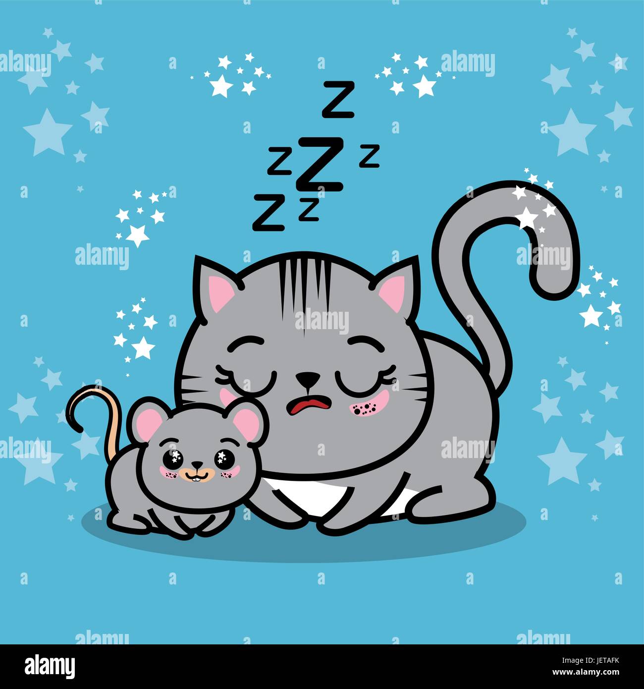 cute sleepy kitten with a mouse Stock Vector Image & Art - Alamy