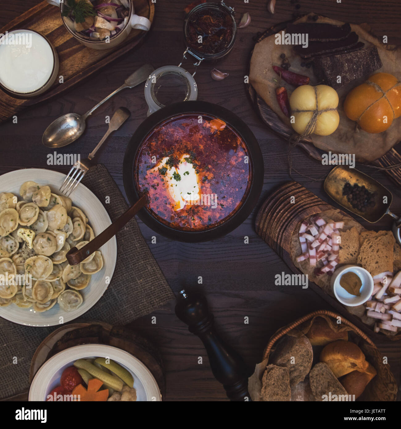 Russian food table Stock Photo - Alamy