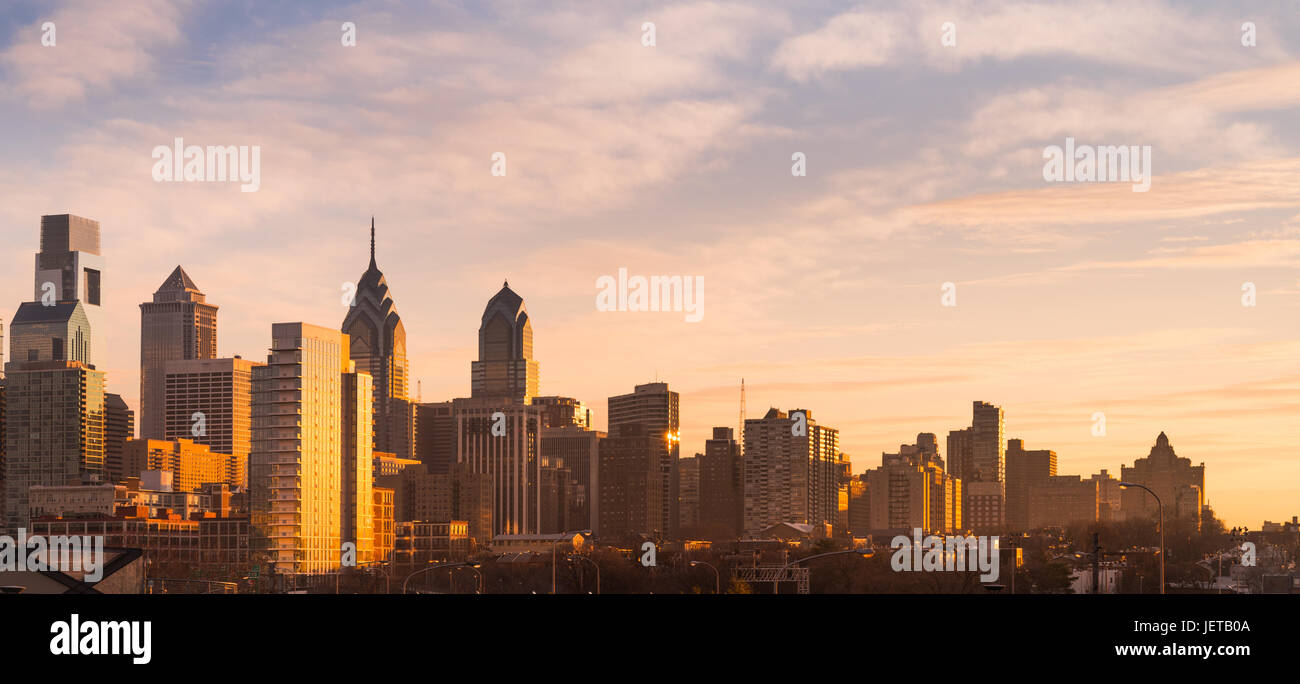 Philadelphia skyline at sunrise Stock Photo - Alamy