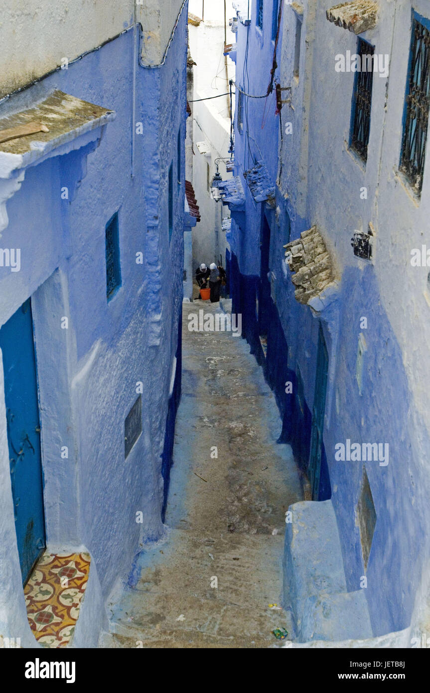 Morocco, Chefchaouen, lane, women, Africa, houses, buildings, house ...