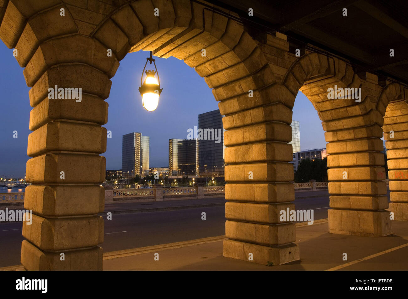 France, Paris, Pont de Bercy, lighting, background, national library ...
