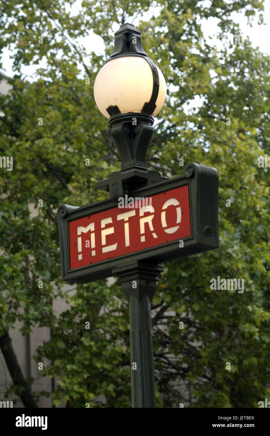 France, Paris, underground sign, lantern, detail Stock Photo - Alamy