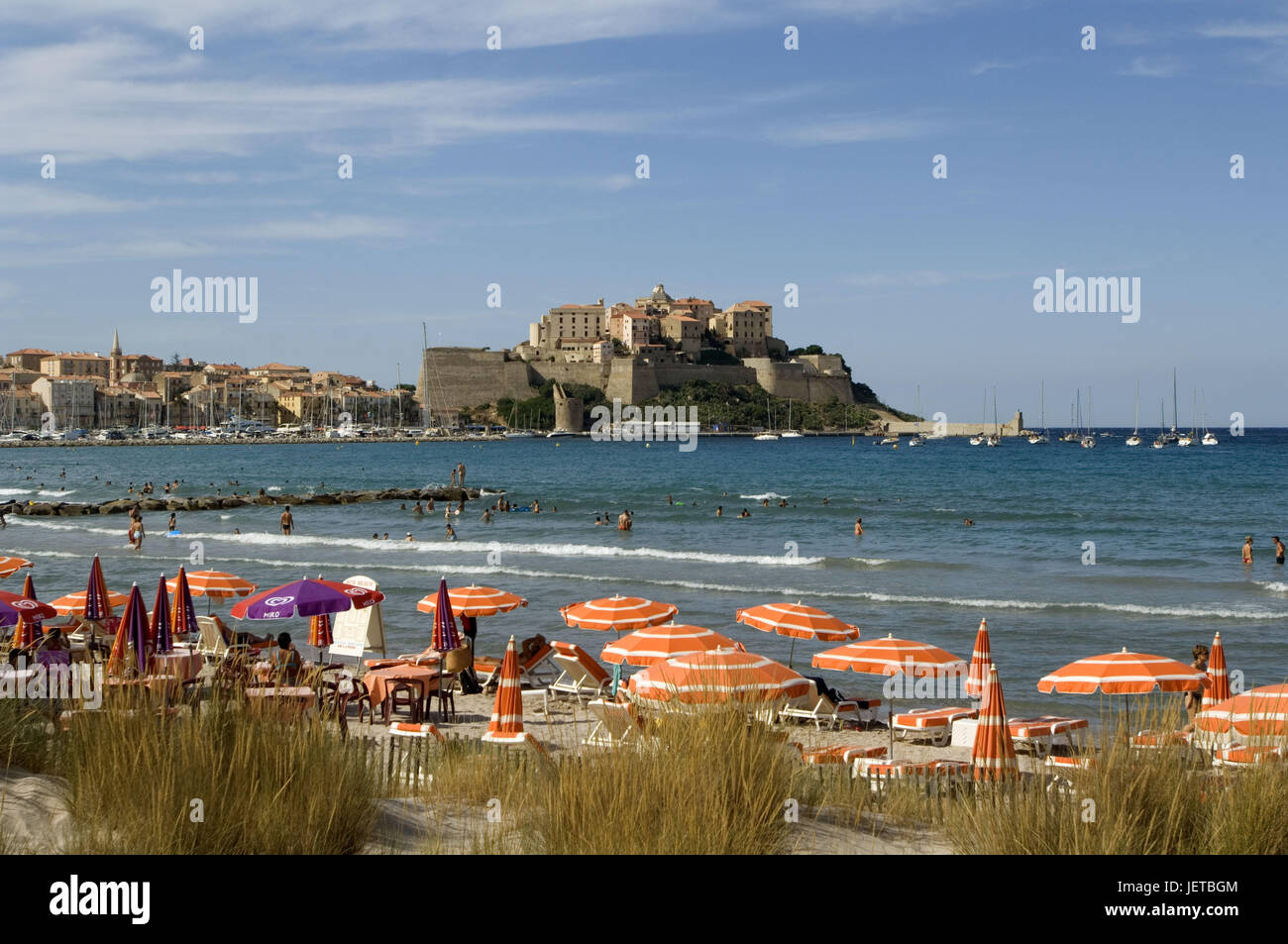 France, Corsica, Calvi, town view, stronghold, sea, beach Stock Photo ...