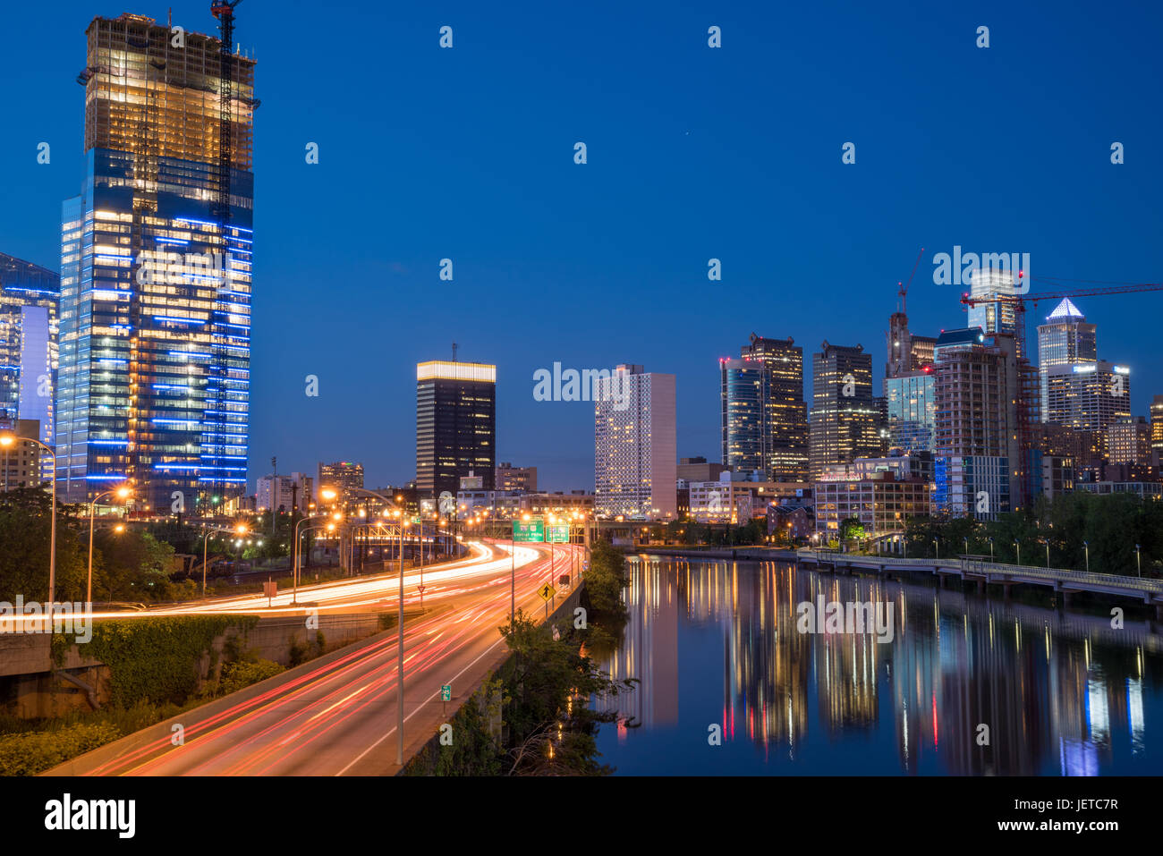 Philadelphia night scene Stock Photo - Alamy