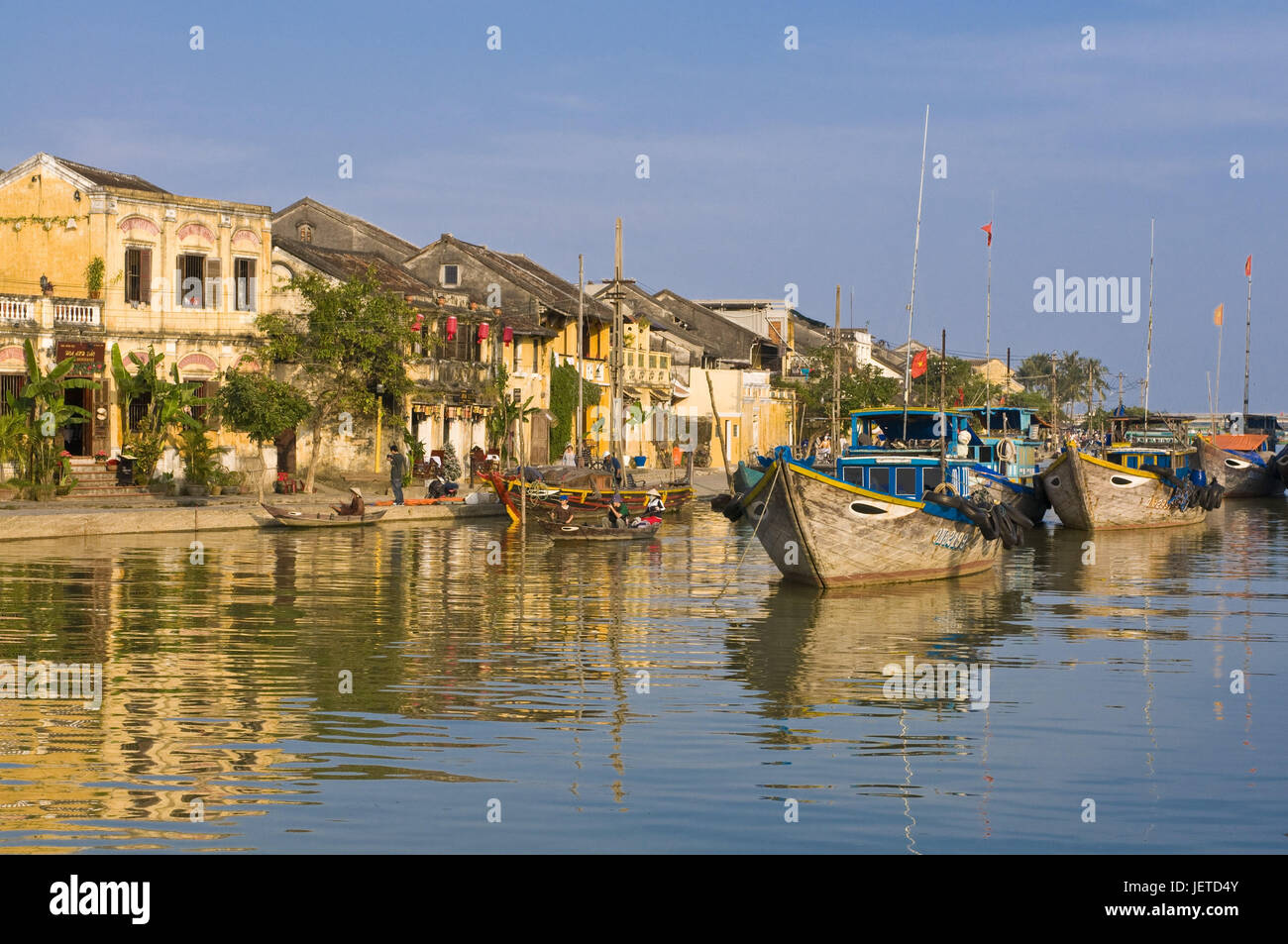 Small harbour with wooden boots, Hoi In, Vietnam Stock Photo - Alamy
