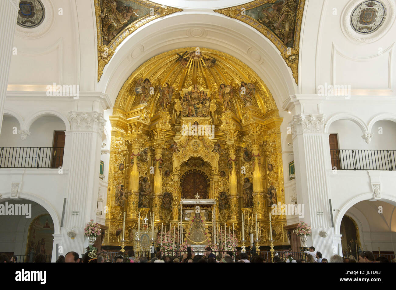 Spain, Andalusia, el Rocio, Romeria, pilgrim in the pilgrimage church ...