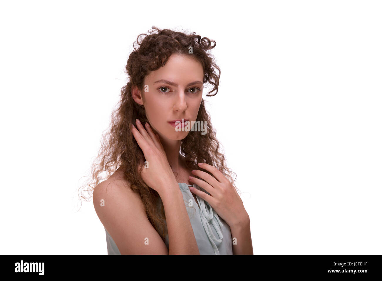 portrait of odd woman isolated on white background Stock Photo - Alamy