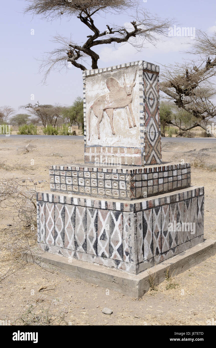 Traditional gravestone, Abiata-Shala national park, Ethiopia Stock ...