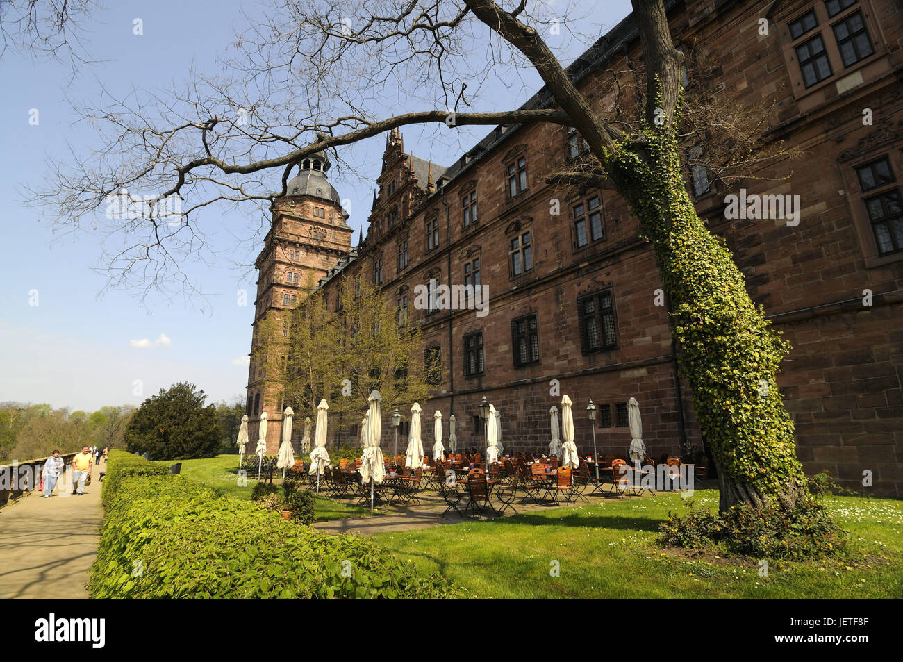 Lock castle Johannis, the Main, Ashaffenburg, Bavarians, Germany Stock ...