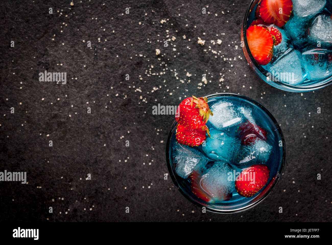 Summer refreshing cocktails, drinks. Strawberry berry colada with fresh ...