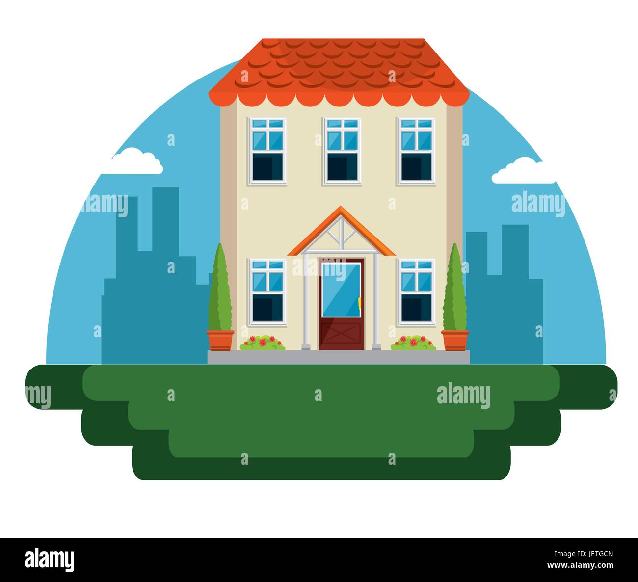 colorful cottage flat residential houses Stock Vector Image & Art - Alamy