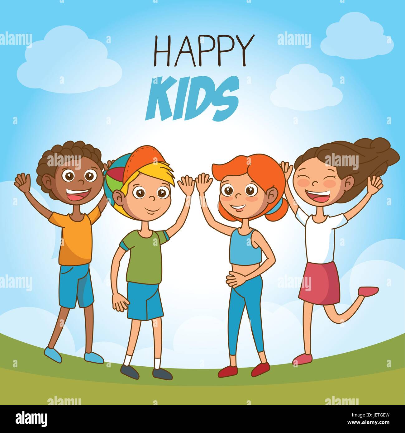 happy kids cartoon Stock Vector Image & Art - Alamy