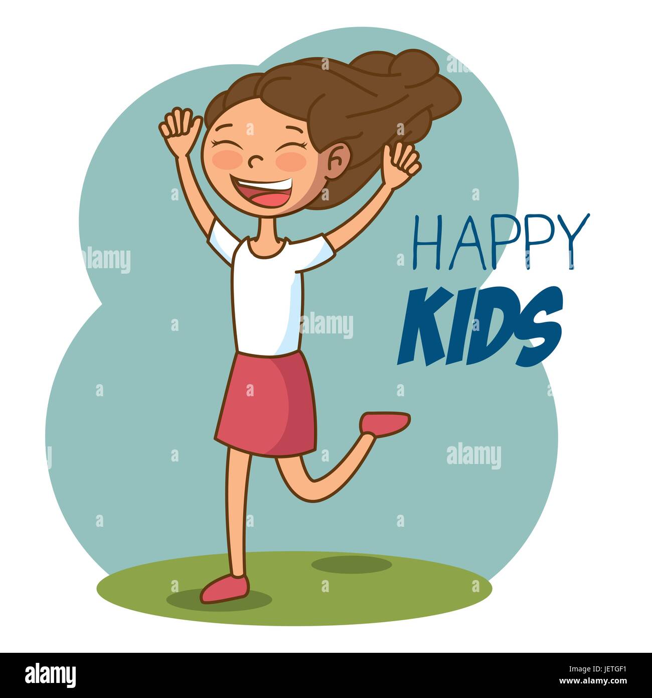 happy girl cartoon Stock Vector Image & Art - Alamy