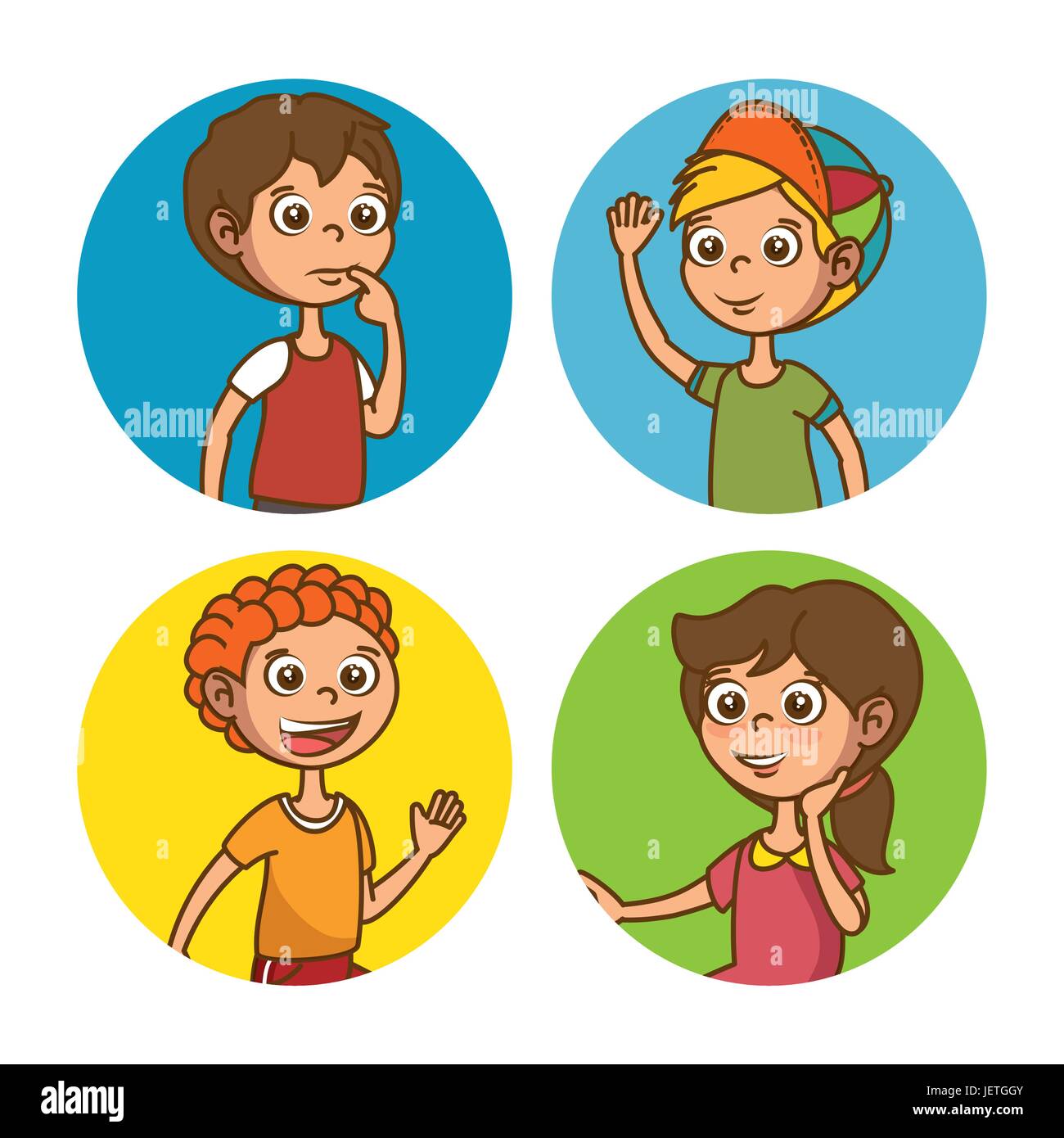 set of happy kids cartoon Stock Vector Image & Art - Alamy