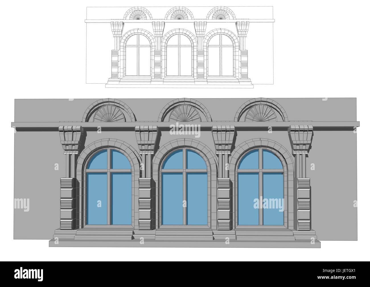 Three arched windows isolated on white background Stock Vector Image ...