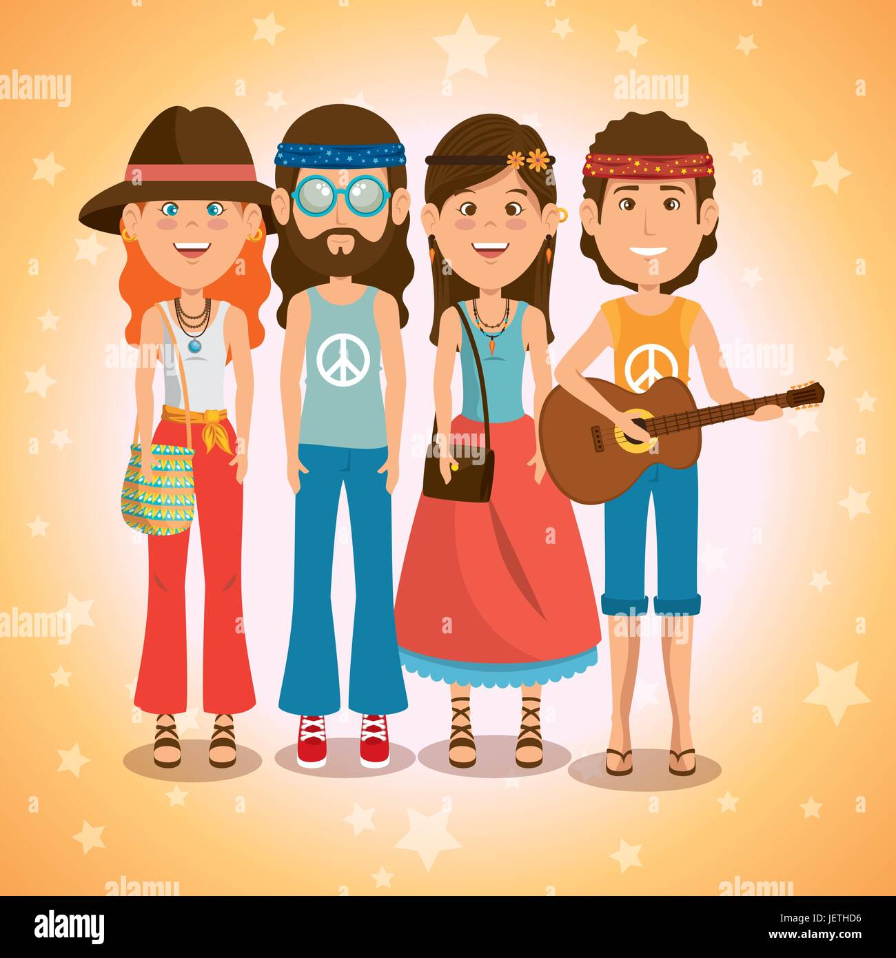 hippie people cartoon Stock Vector Image & Art - Alamy