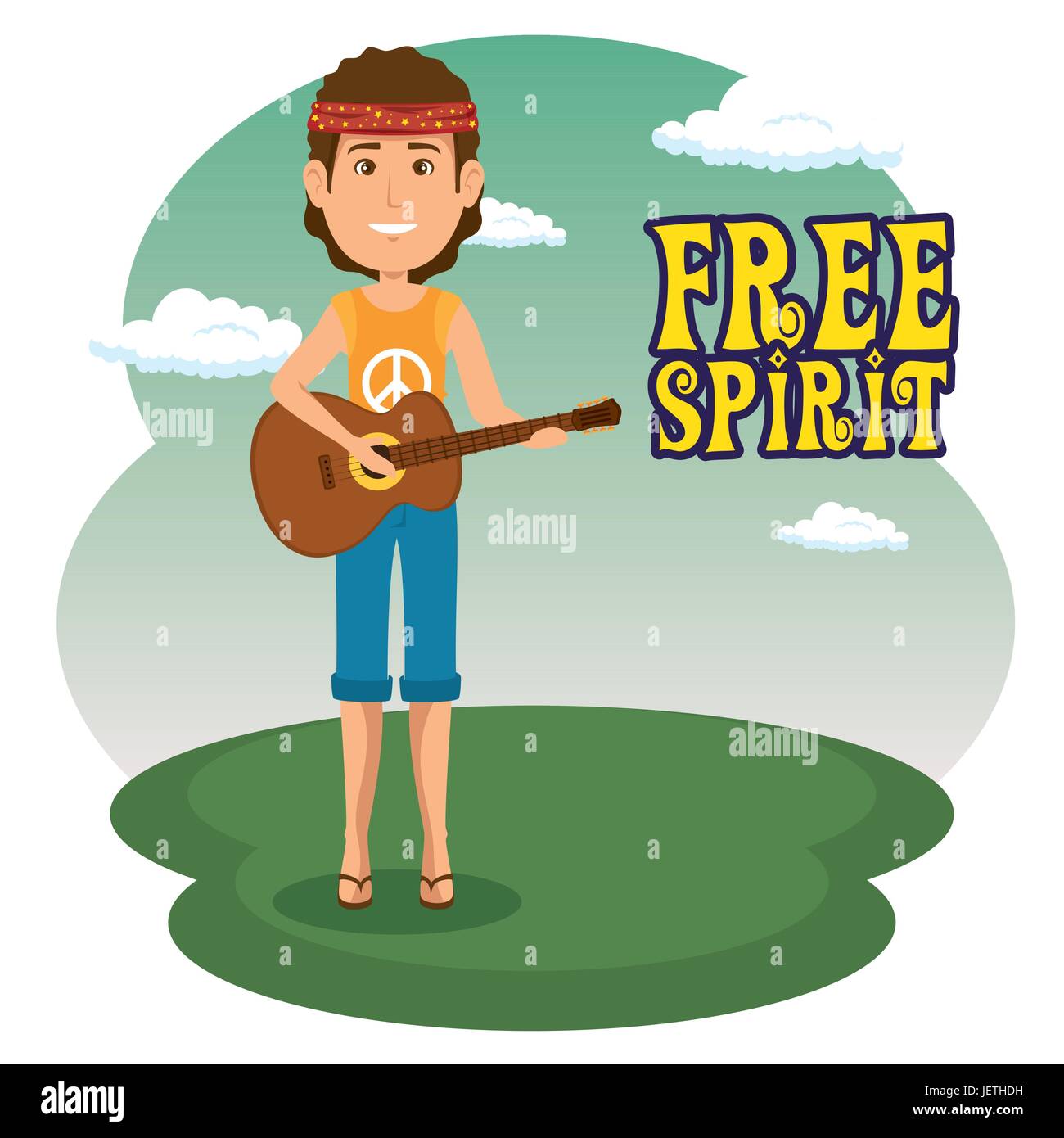 hippie man with a guitar cartoon Stock Vector Image & Art - Alamy