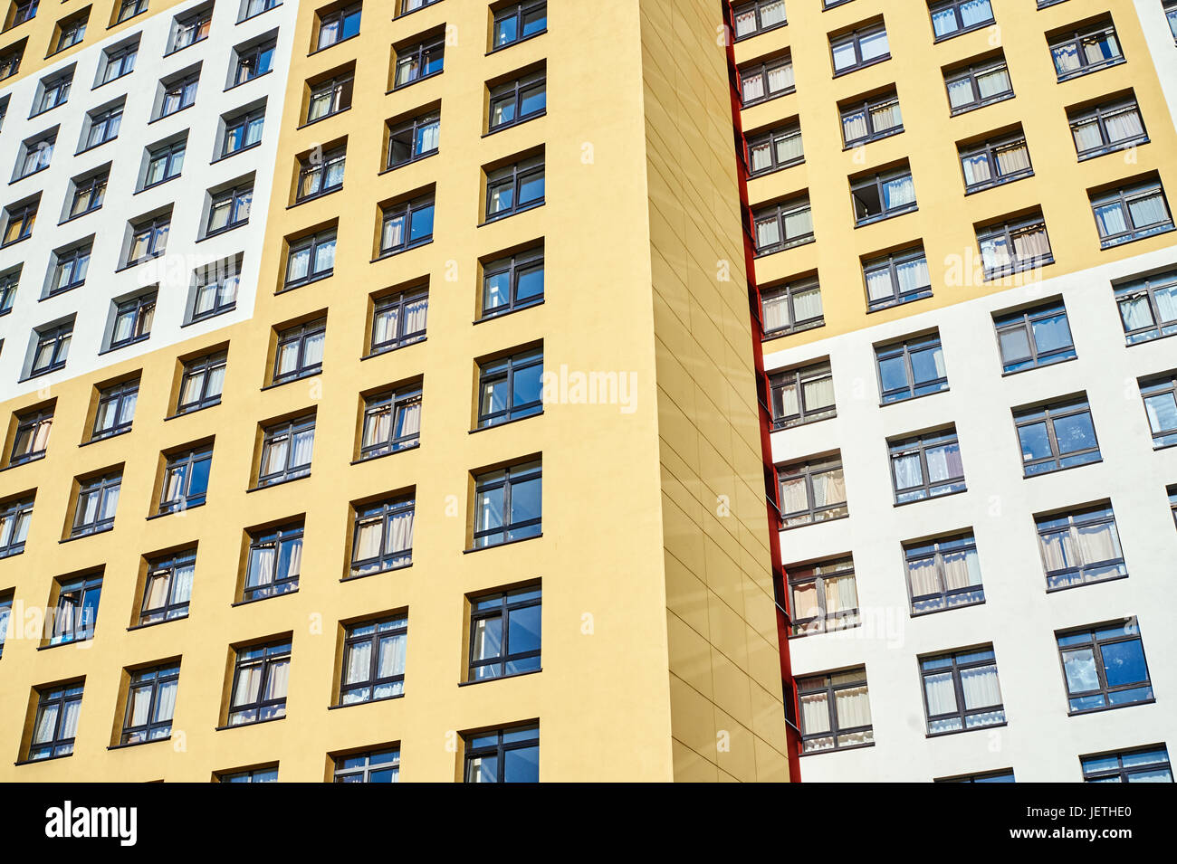 The facade of a residential high-rise building in Poznan Stock Photo ...