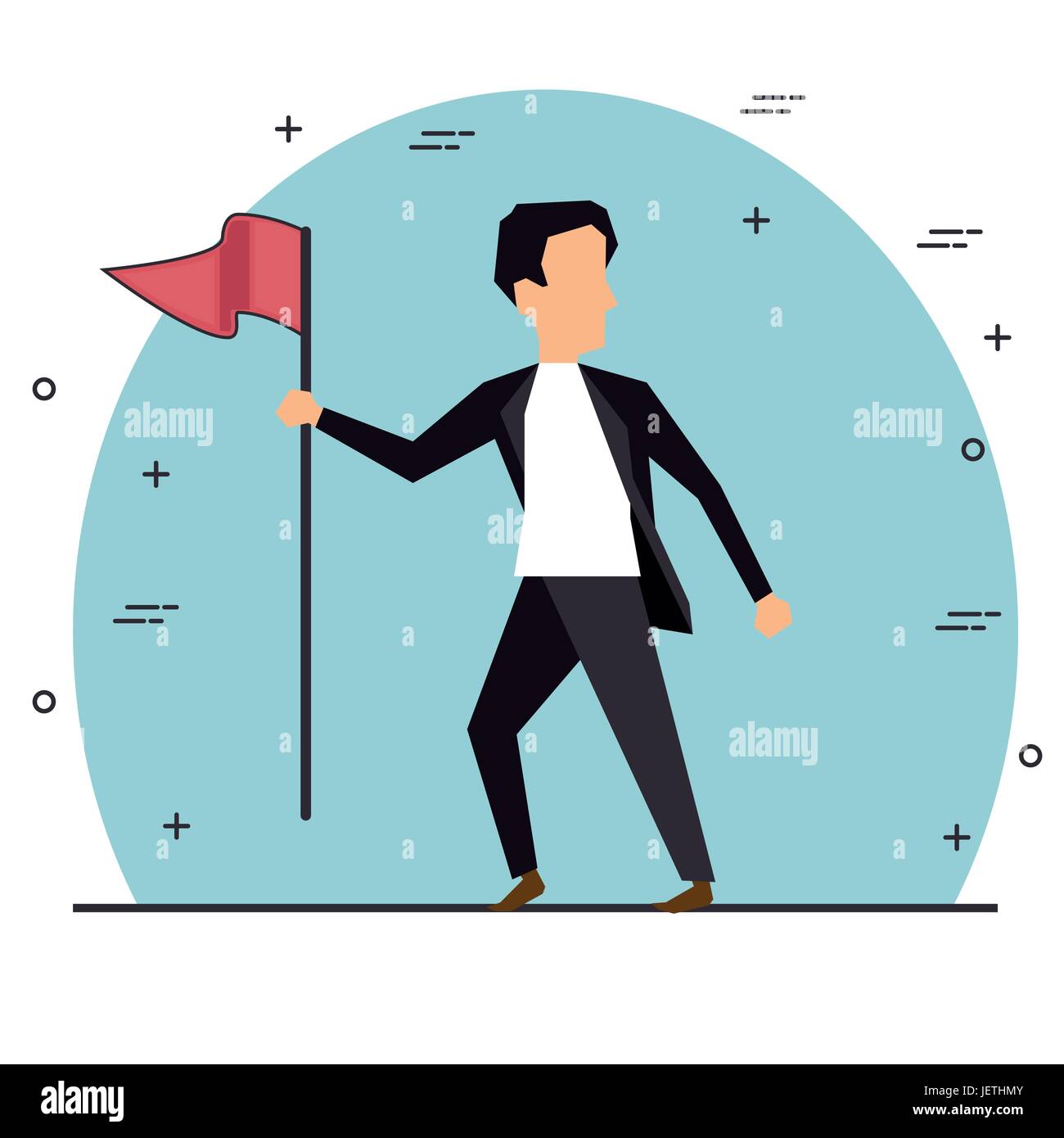 Cartoon man waving white flag Stock Vector Images - Alamy