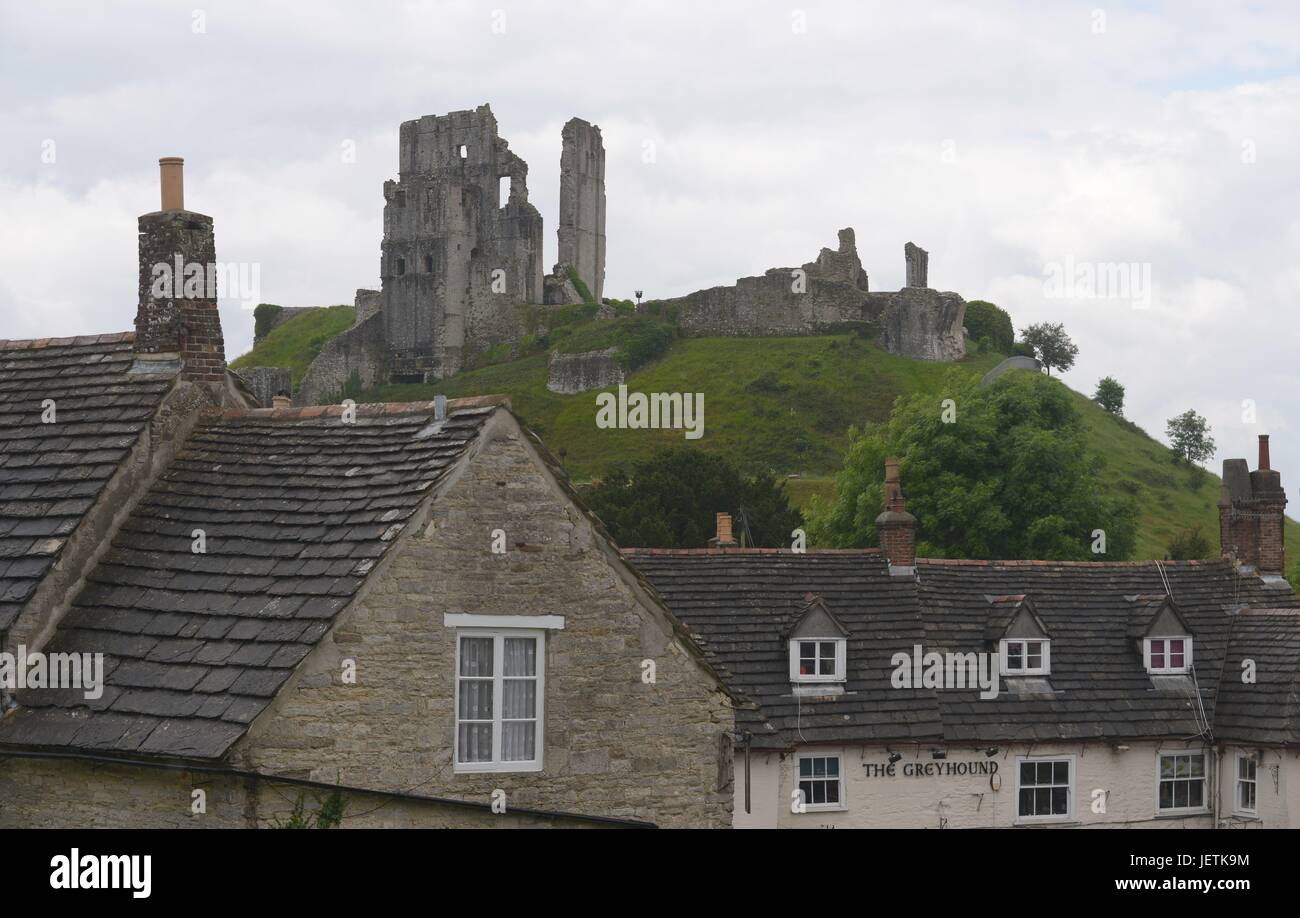 Riuns of Corfe Castle on June seventeenth 2016 | usage worldwide Stock ...
