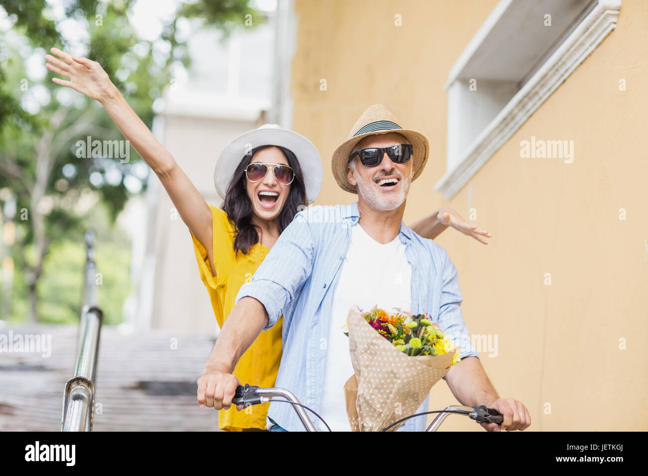 Excited man bicycle outdoors hi-res stock photography and images - Alamy