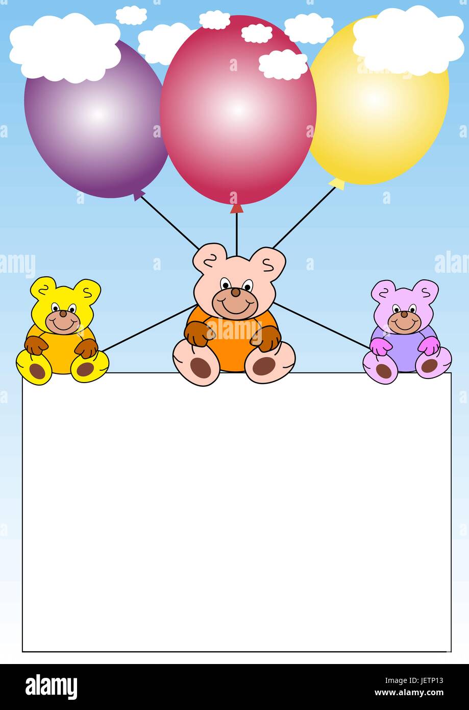 sign, signal, float, ballon, balloons, floating, teddies, vector ...