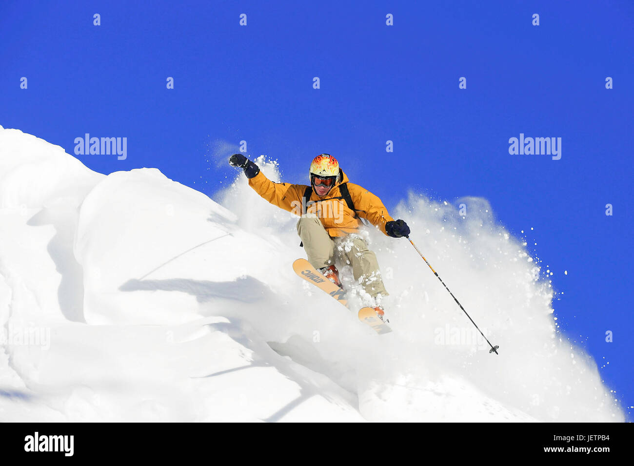 Skier in action, Skifahrer in Aktion Stock Photo - Alamy