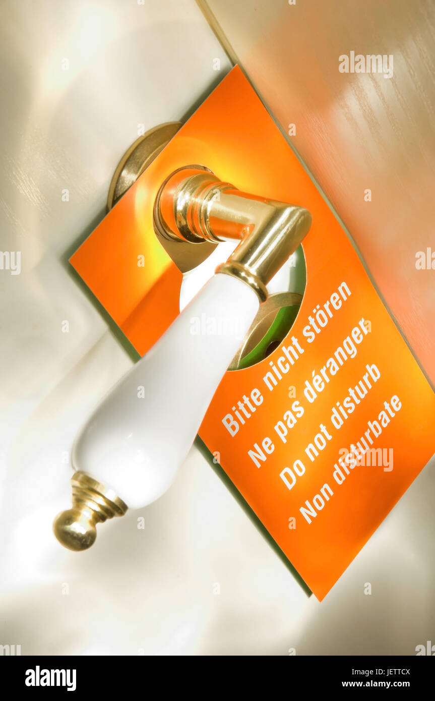 "Sign ""Request do not interfere"" in a white hotel room door with ...