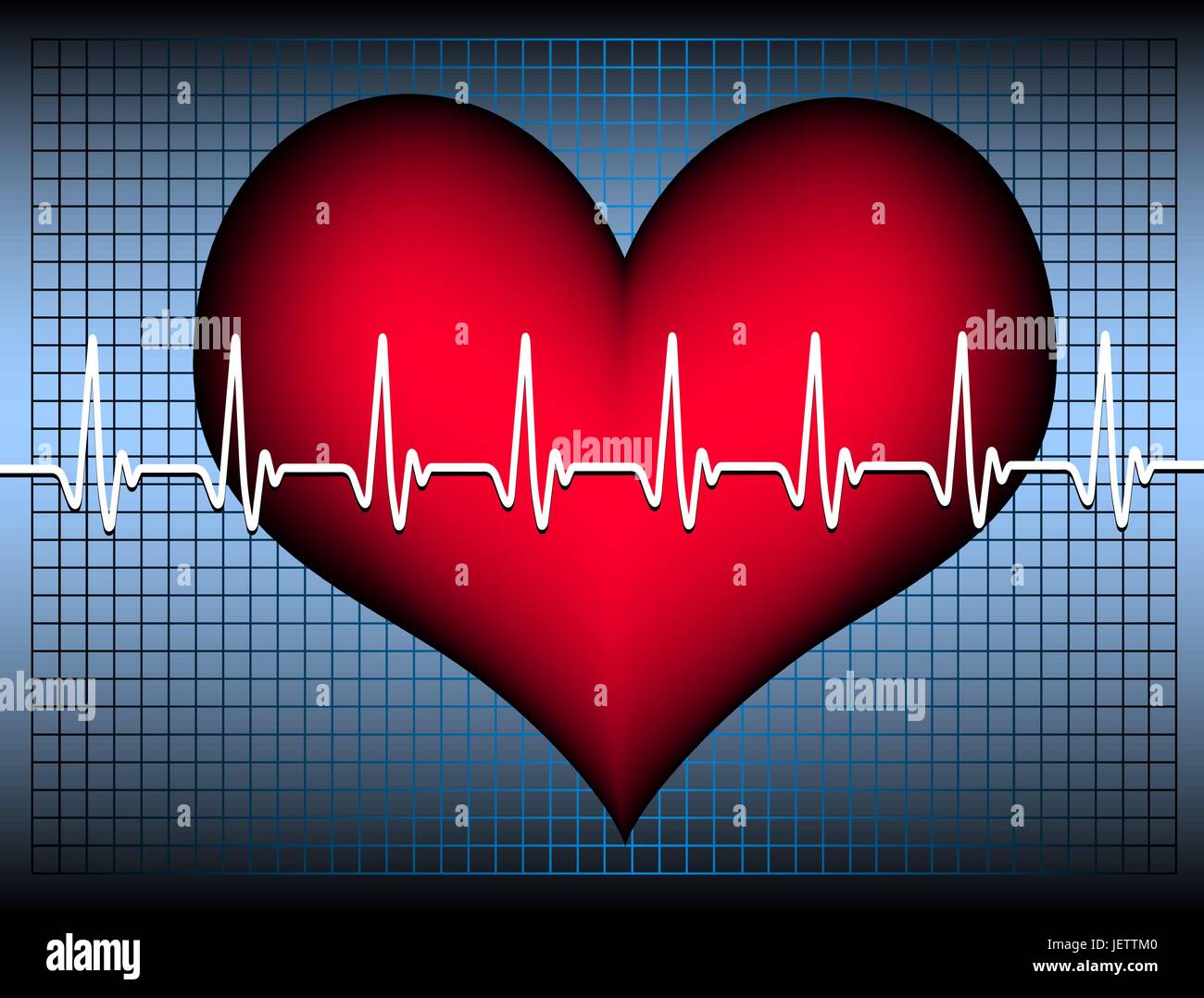 heart with shaded kardiogramml on grid background - stock vector Stock ...