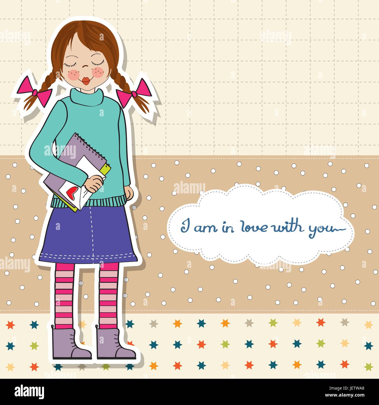 beautiful, beauteously, nice, female, illustration, cartoon, vector ...