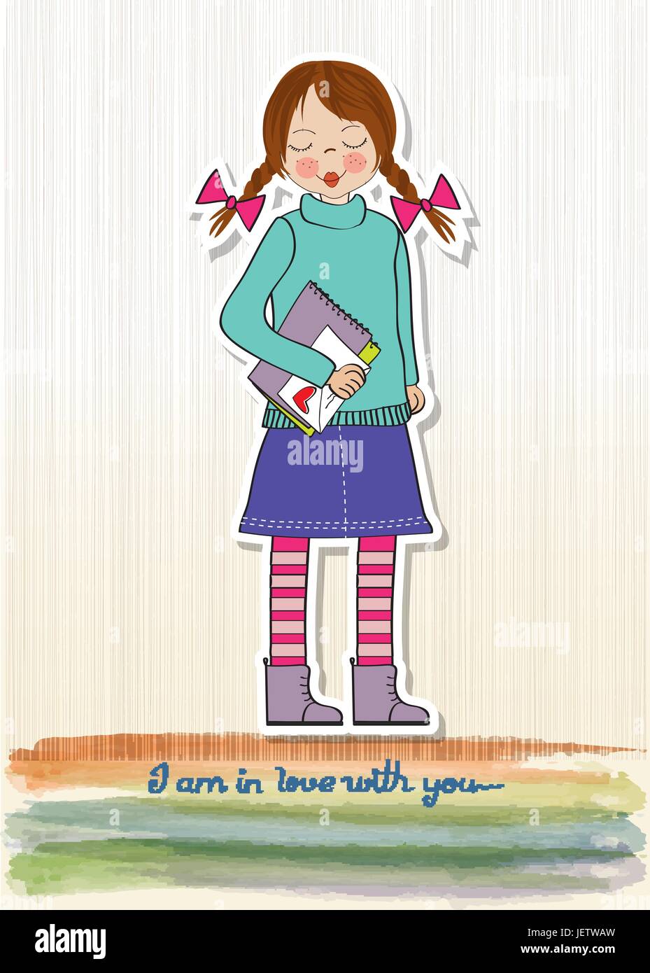 beautiful, beauteously, nice, female, illustration, cartoon, vector ...