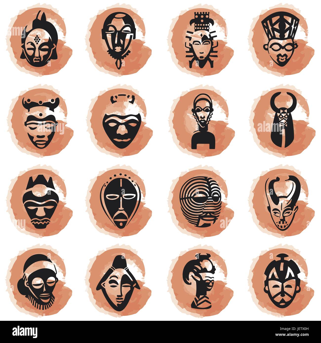 africa, masks, african, spot, spots, vector graphics, blots, apart ...