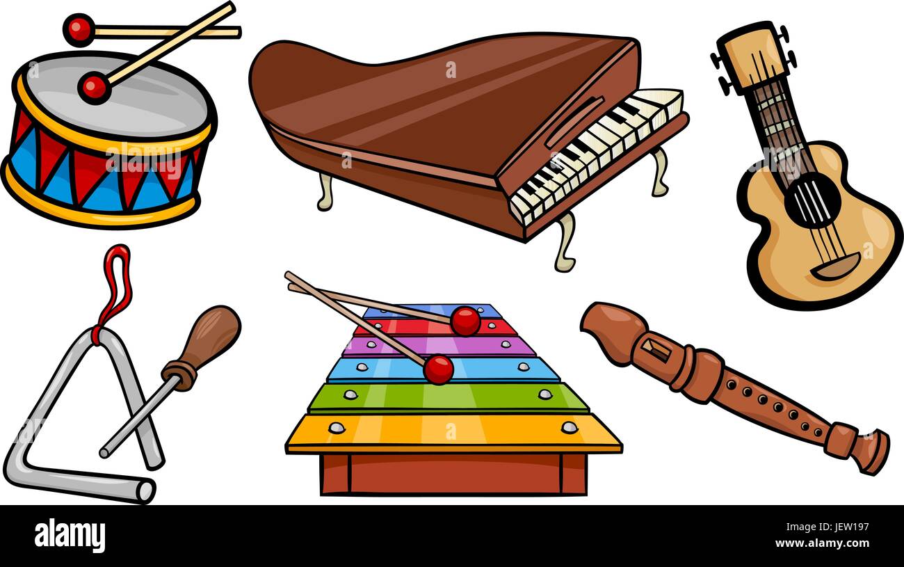 Set vintage musical instruments Stock Vector Images - Alamy