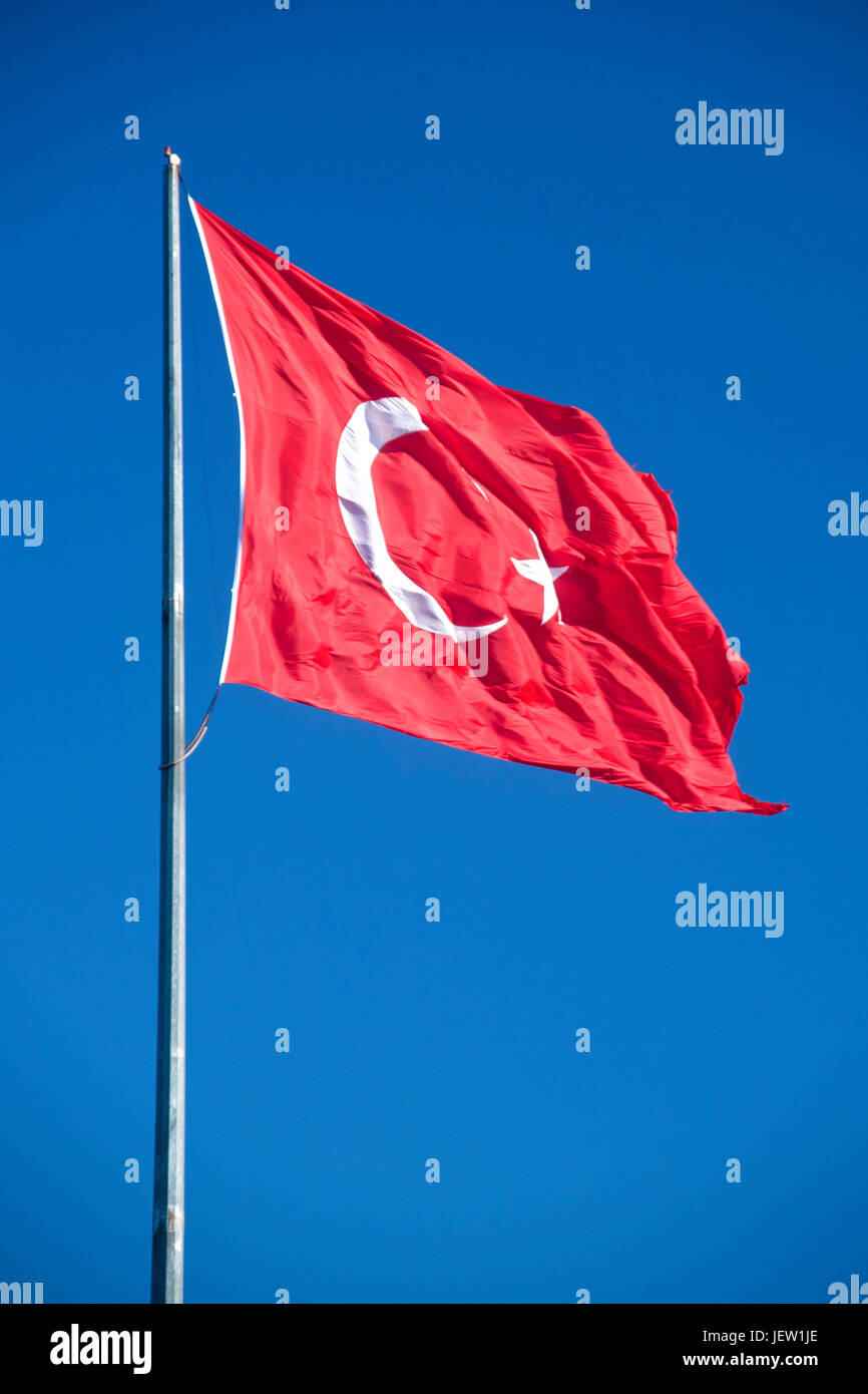 Turkish flag on mast hi-res stock photography and images - Alamy