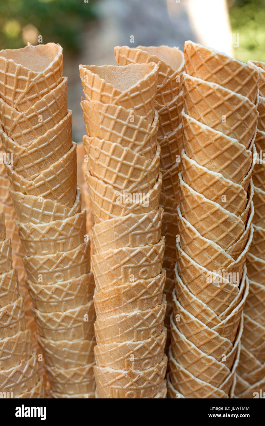 Detail of stacked ice cream cones Stock Photo - Alamy