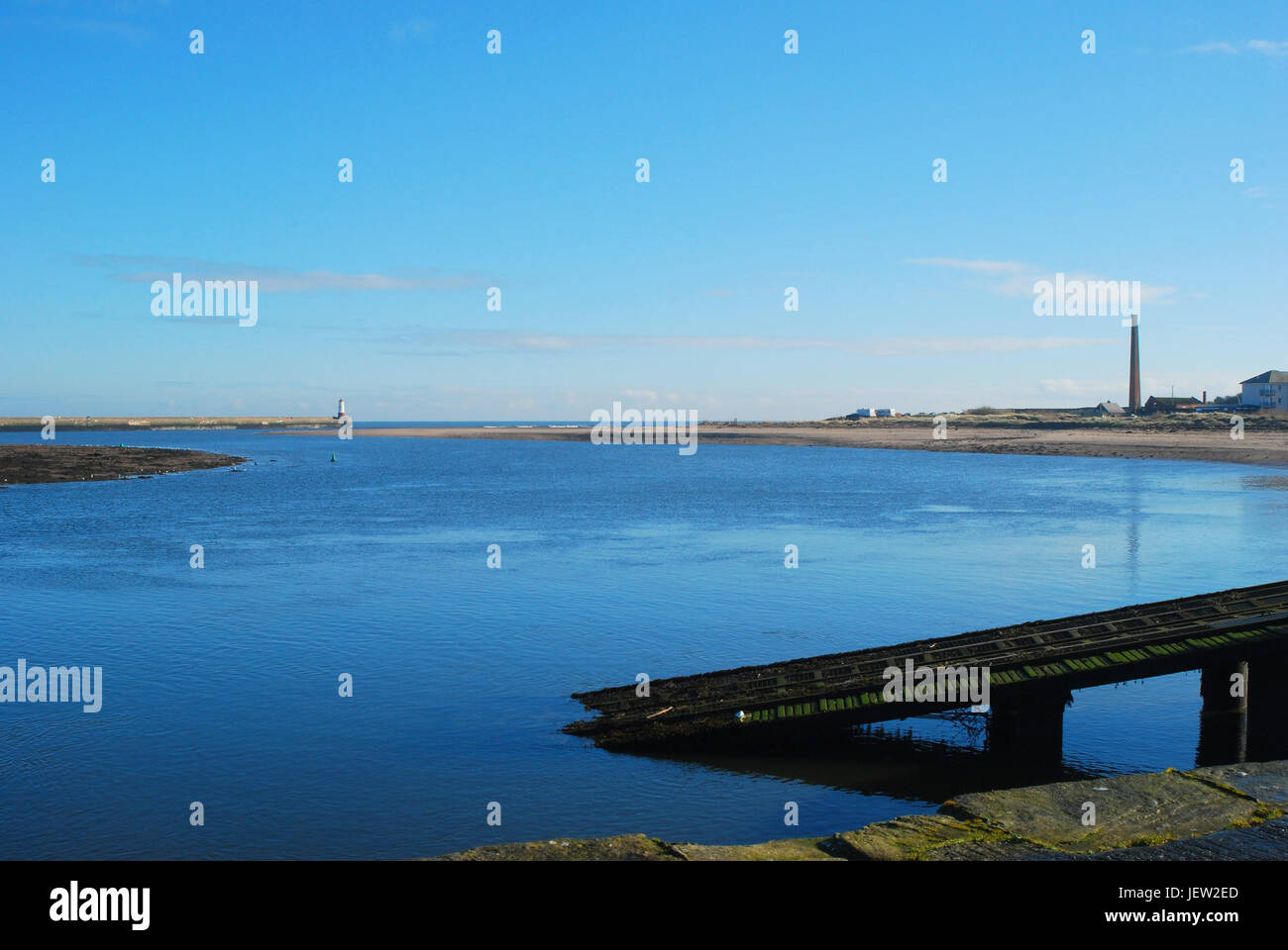 Tweed estuary,pier, lighthouse, launch ramp, Spittal beach, sea, river ...