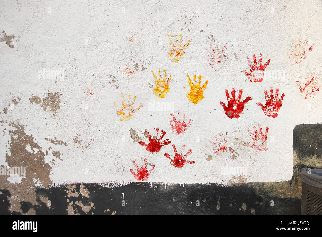 Handprints on wall Stock Photo - Alamy
