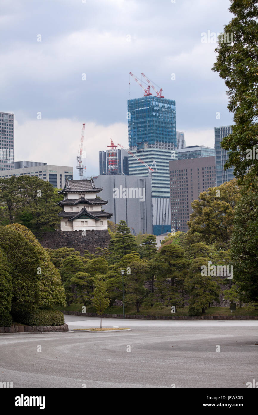 TOKYO, JAPAN - CIRCA APR, 2013: The Fujimi-yagura three-story tower is ...