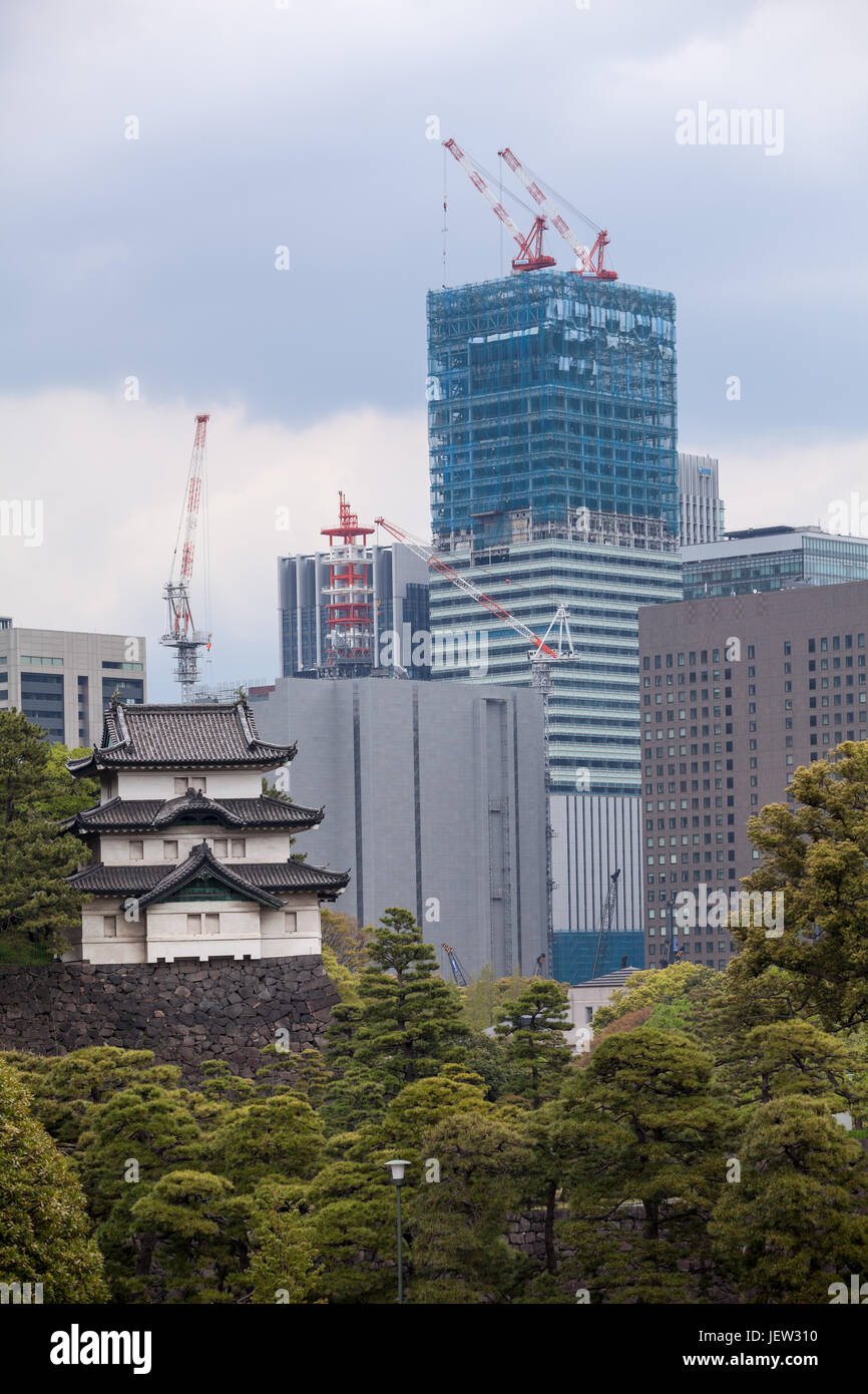 TOKYO, JAPAN - CIRCA APR, 2013: Modern high-rise buildings are under ...
