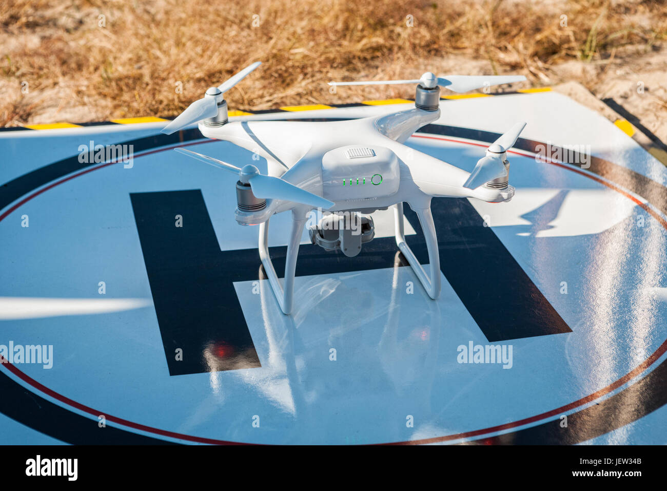 Quadrocopter prepares for fly. New unmanned aerial copter Stock Photo ...