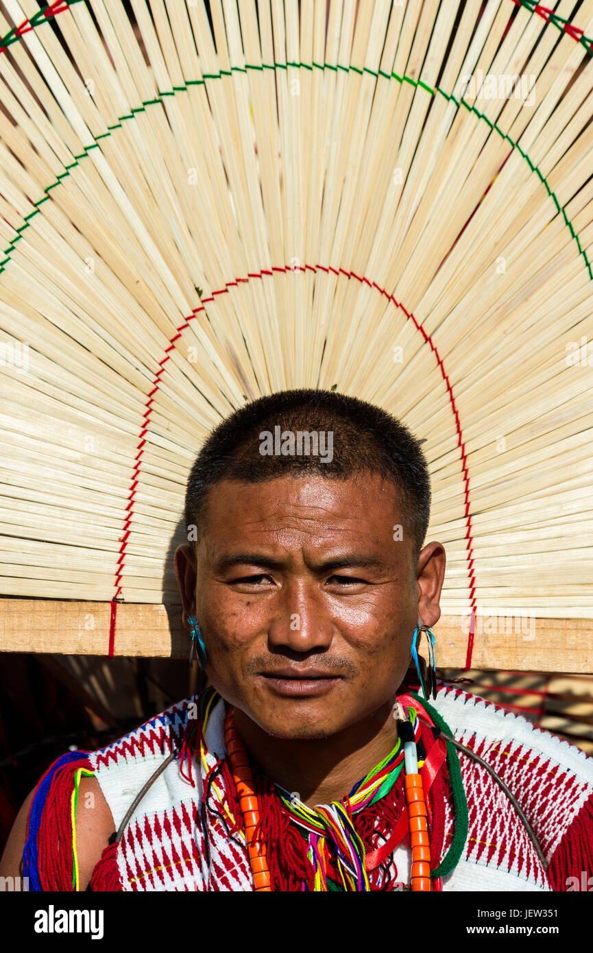 Tribes man at the Hornbill Festival, Kohima, Nagaland, India Stock ...