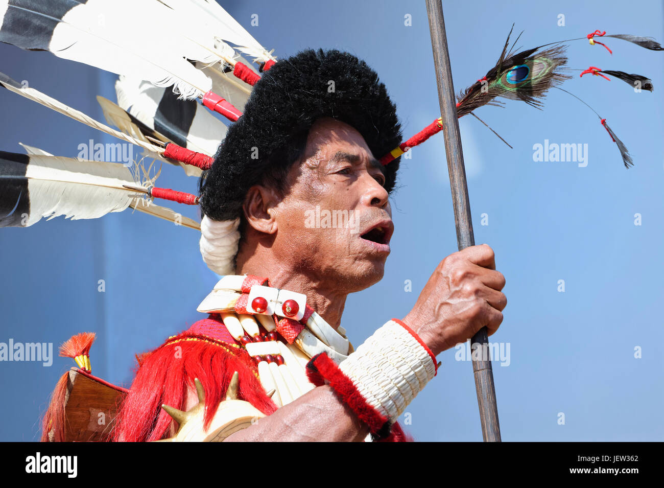 Tribes man at the Hornbill Festival, Kohima, Nagaland, India Stock ...