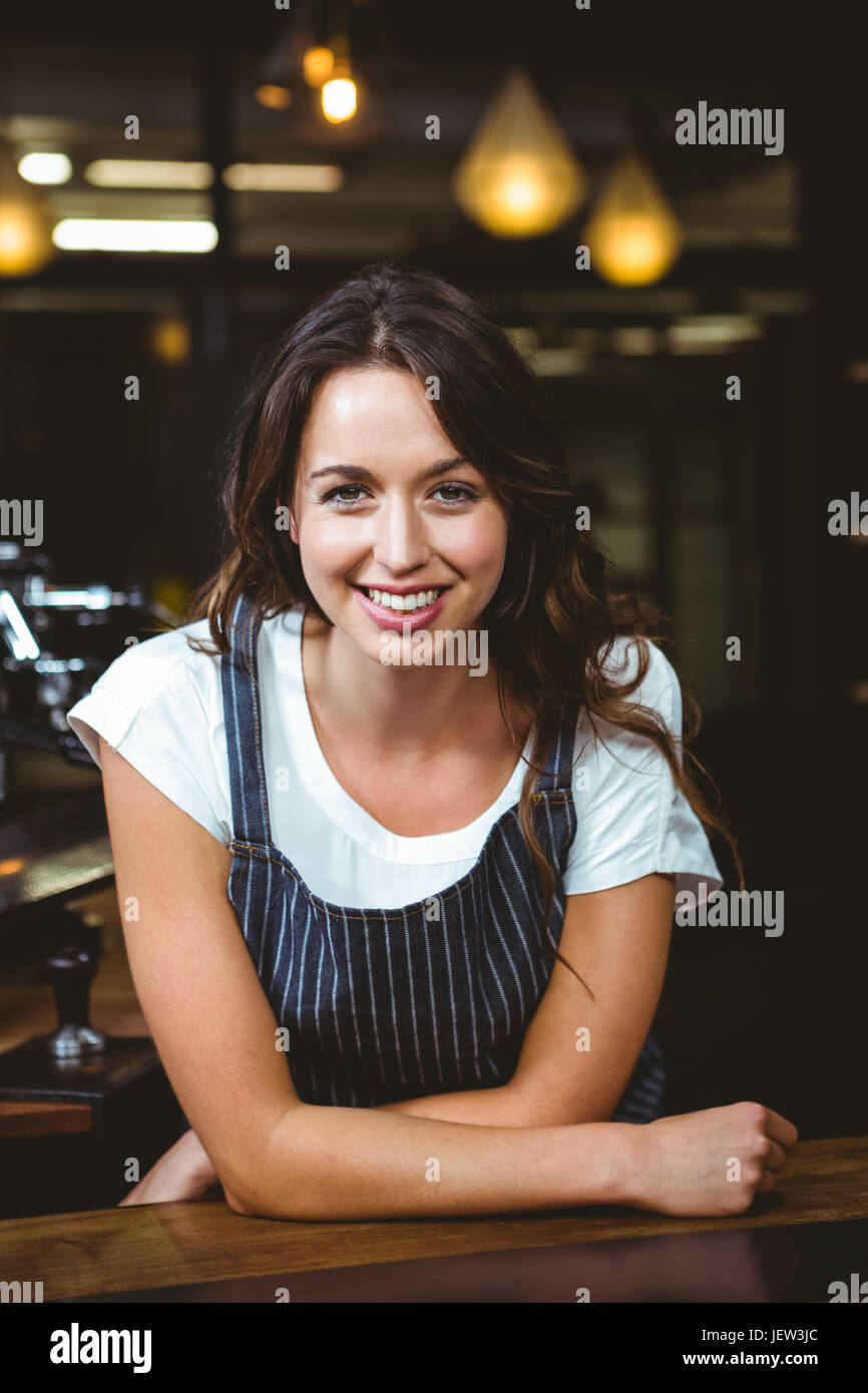 Portrait of smiling barista Stock Photo - Alamy