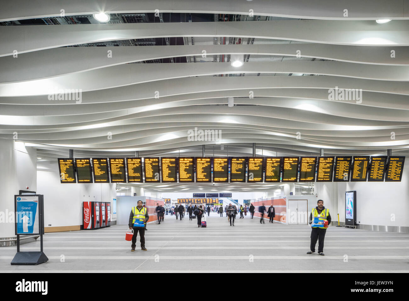 New Street Station train information board with arrivals and departures ...