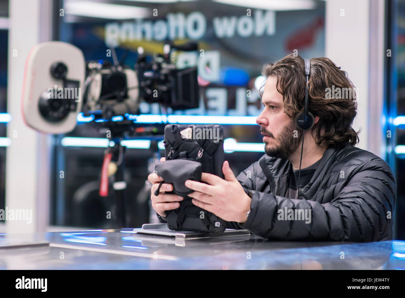 BABY DRIVER, director Edgar Wright, on-set, 2017. ph: Wilson Webb ...