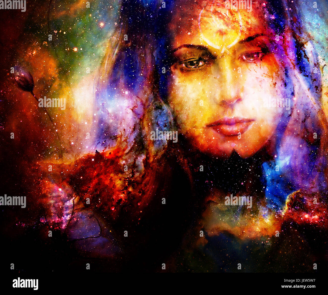 Goddess Woman in Cosmic space. Cosmic Space background Stock Photo - Alamy