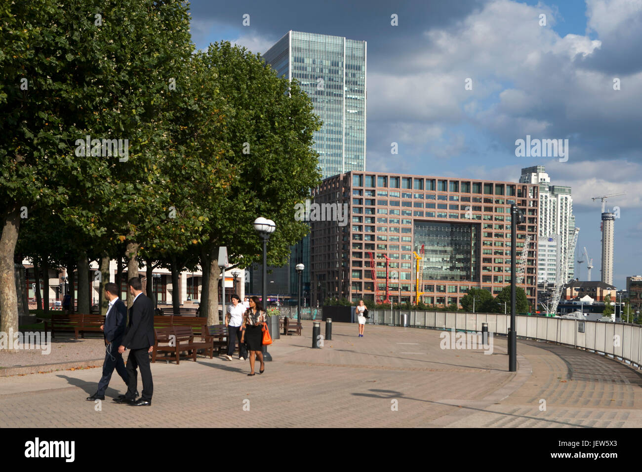 LONDON, ENGLAND - JULY 12, 2017Canary Wharf Middle Dock and Docklands ...