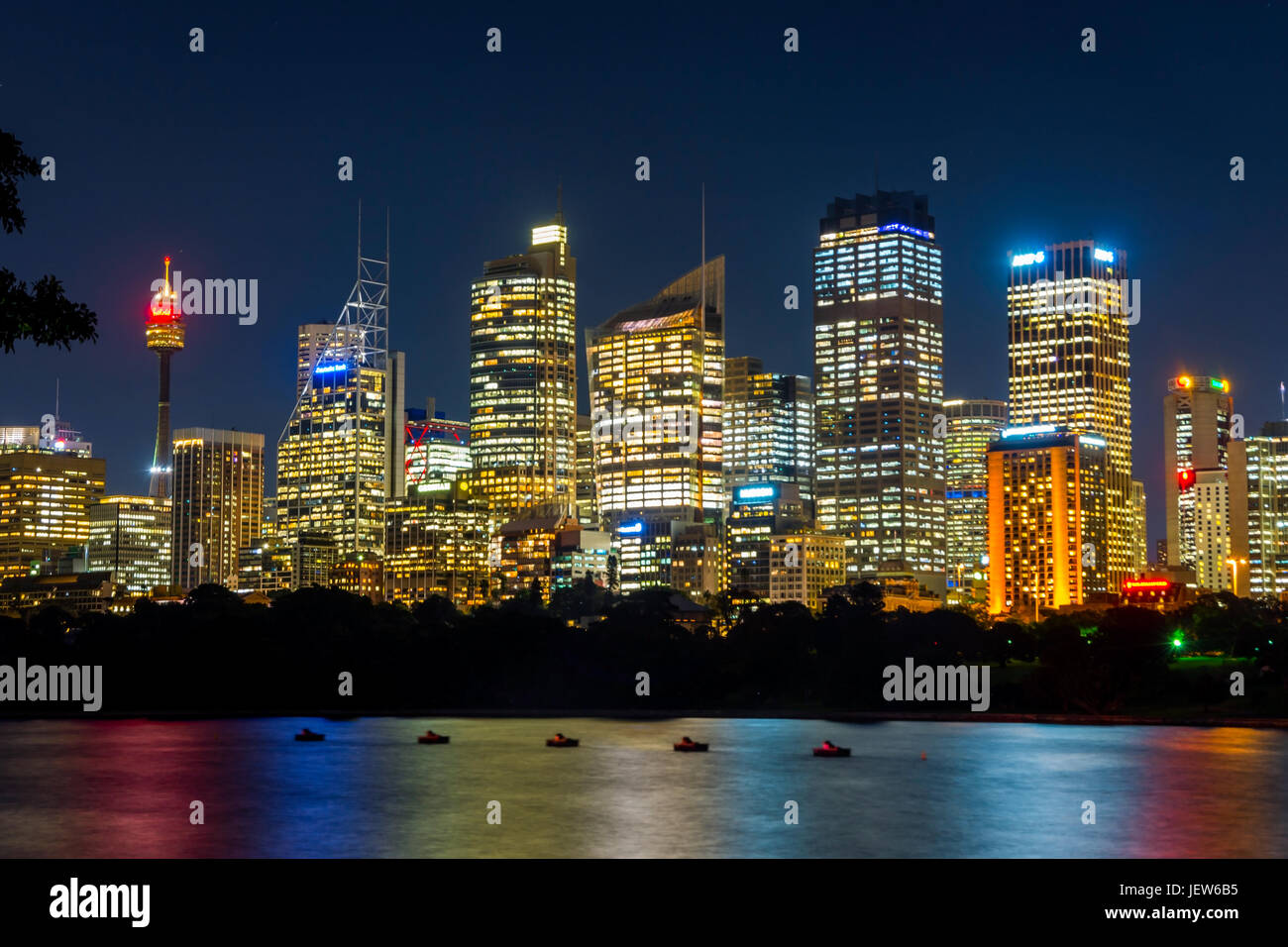 View on Sydney skyline at night, long exposure Stock Photo - Alamy