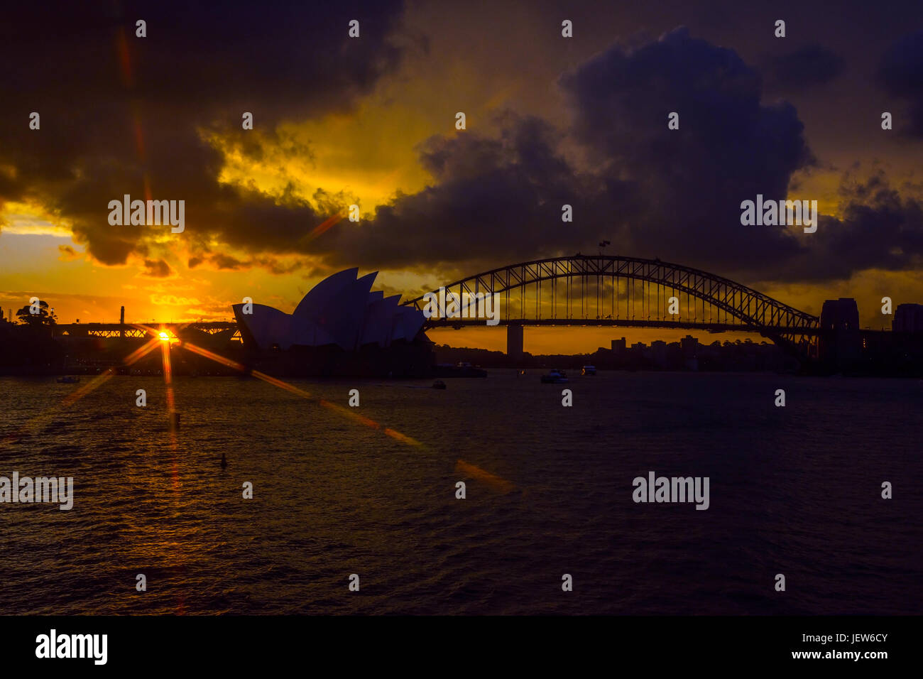 Sydney opera house and harbor bridge at sunset hi-res stock photography ...